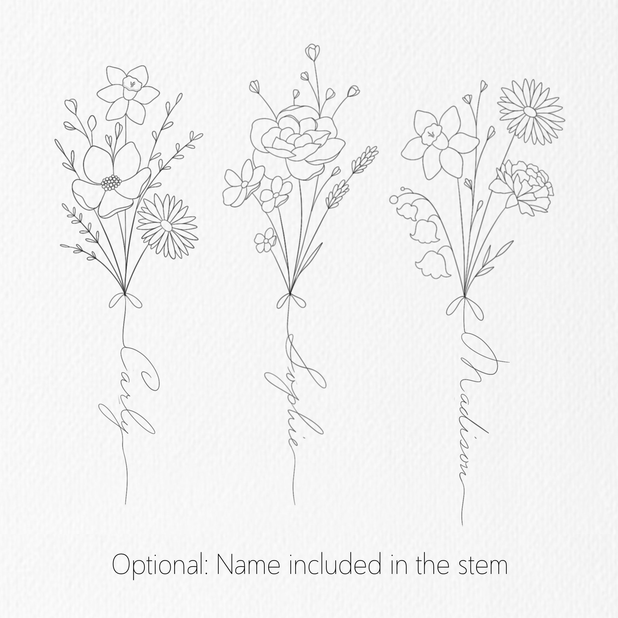 Custom Birth Flower Bouquet, Custom Birth Month Flower, Minimalist ...