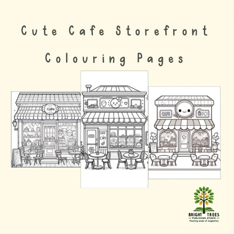 Cute Cafe Storefront Colouring Pages Suitable for Children and Adults ...