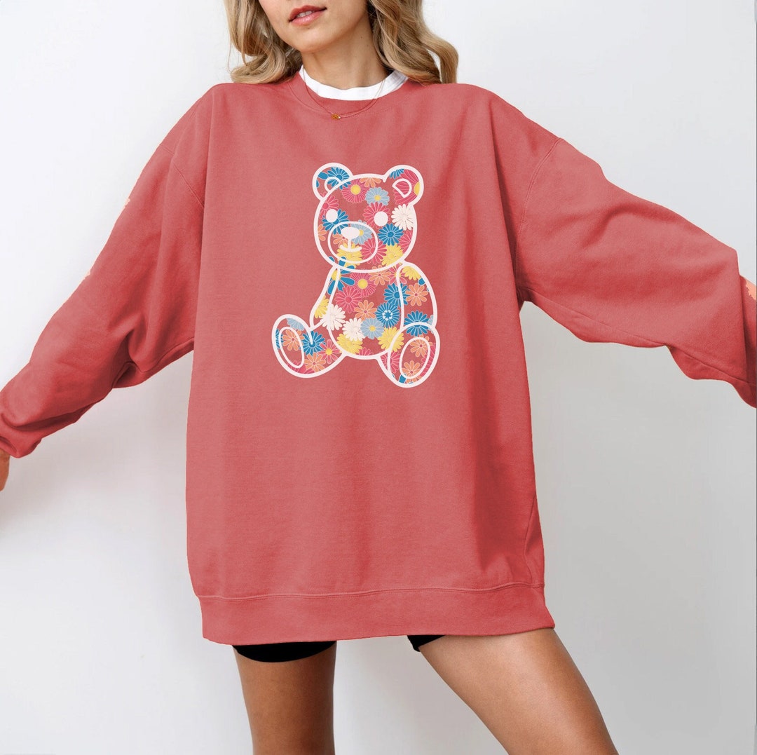 Teddy Bear Sweatshirt Flower Sweat-shirt Cute Bear Sweat Shirt to Give ...