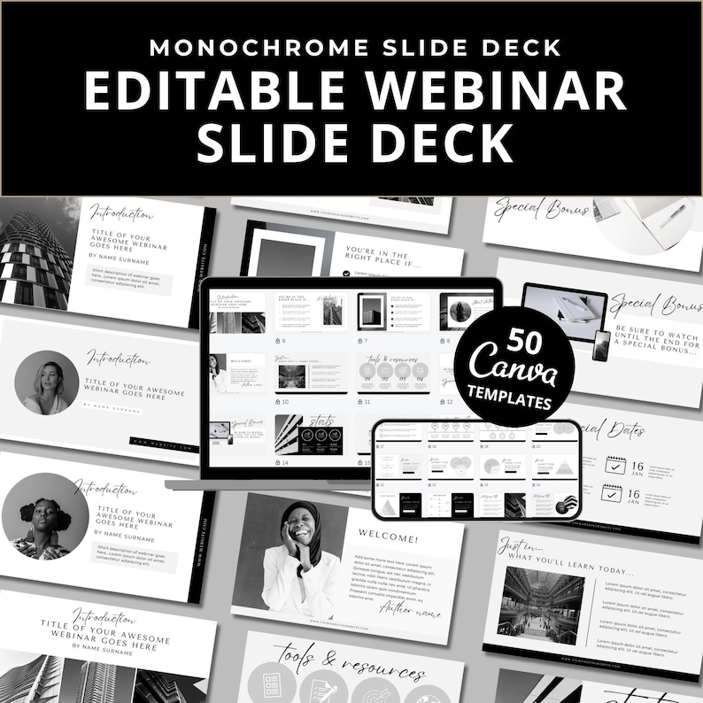 Webinar Slide Deck Canva Template Business Marketing Pitch Deck Course ...