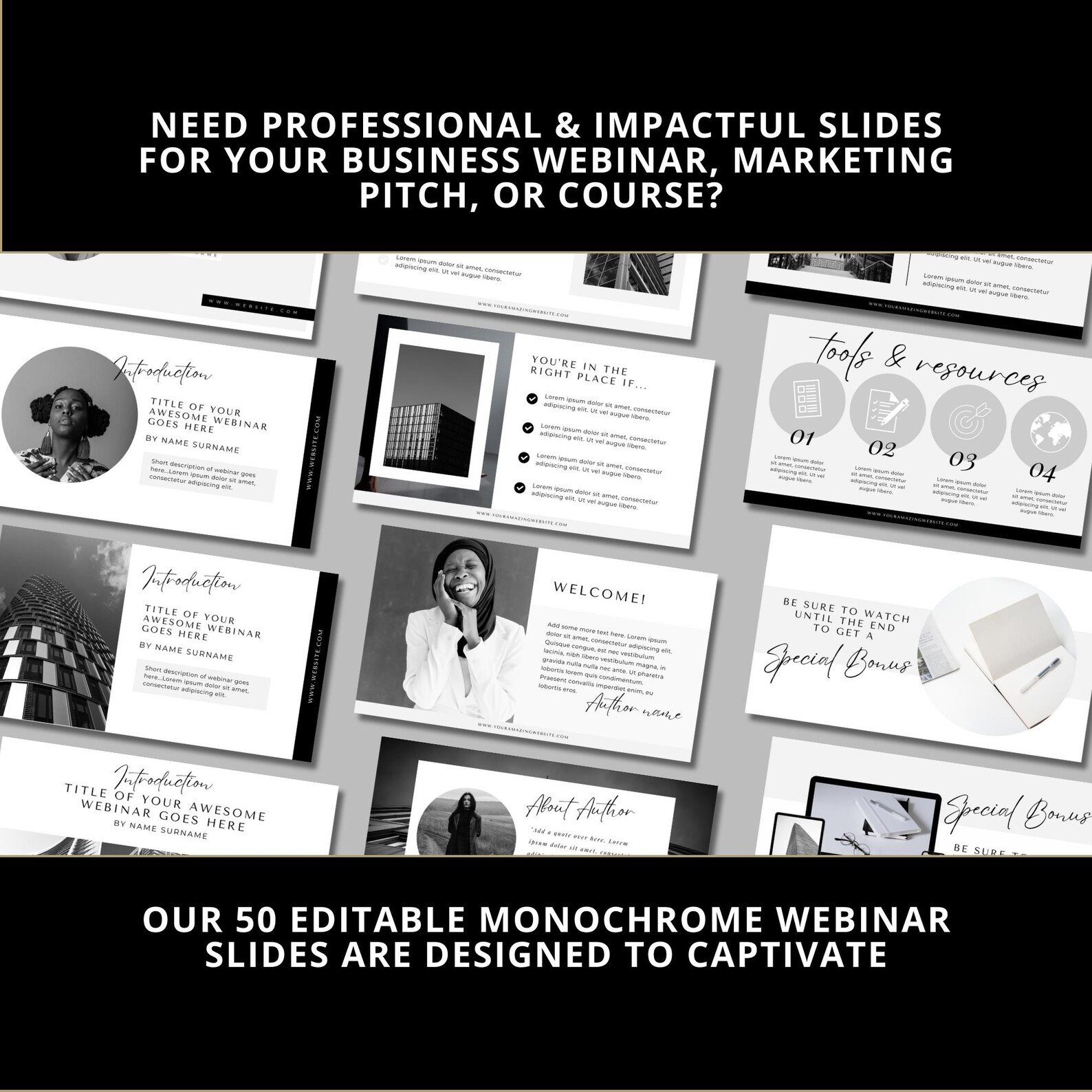 Webinar Slide Deck Canva Template Business Marketing Pitch Deck Course ...