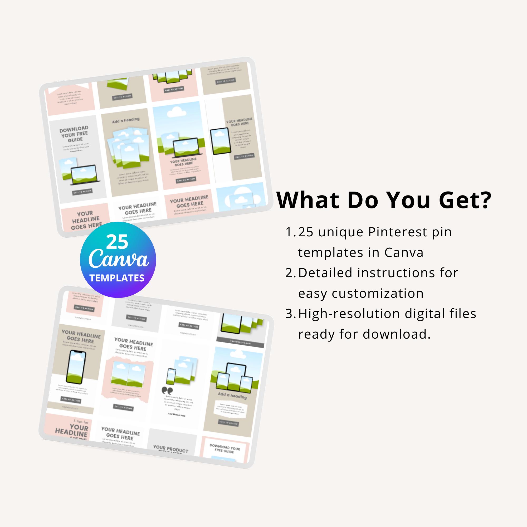 Pinterest Product Mockup Pins: 25 Canva Templates (digital Assets) - Etsy