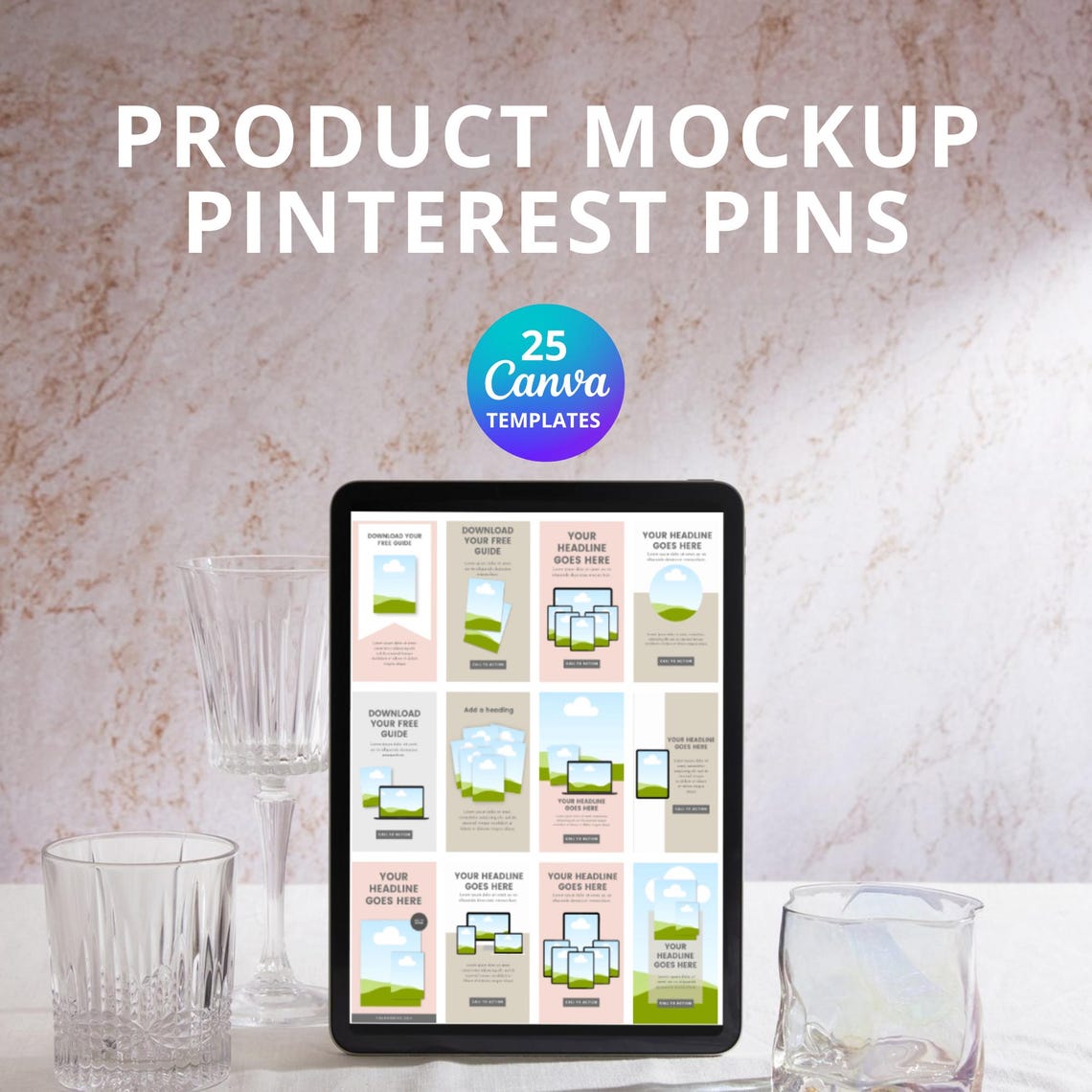 Pinterest Product Mockup Pins: 25 Canva Templates (digital Assets) - Etsy