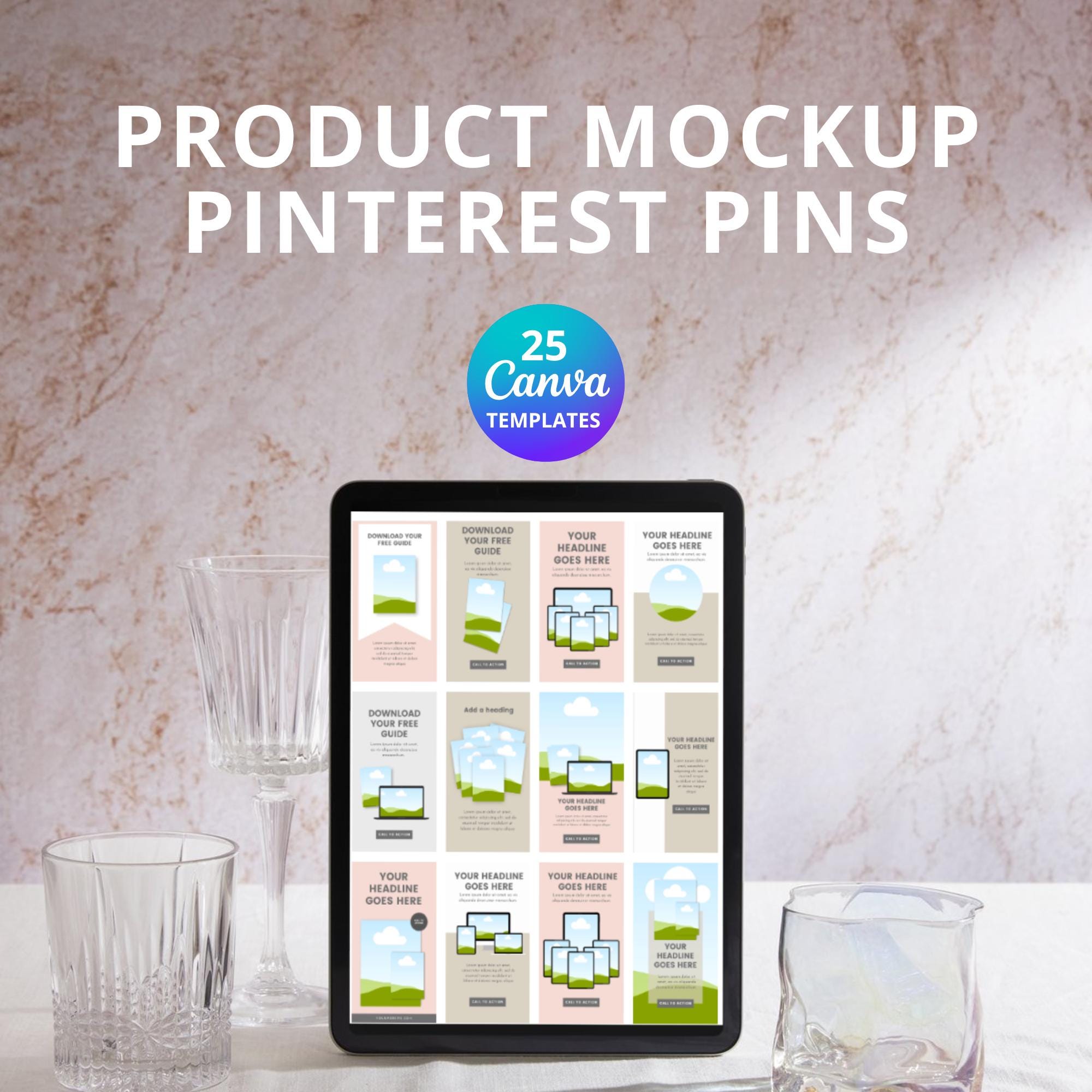 Pinterest Product Mockup Pins: 25 Canva Templates (digital Assets) - Etsy