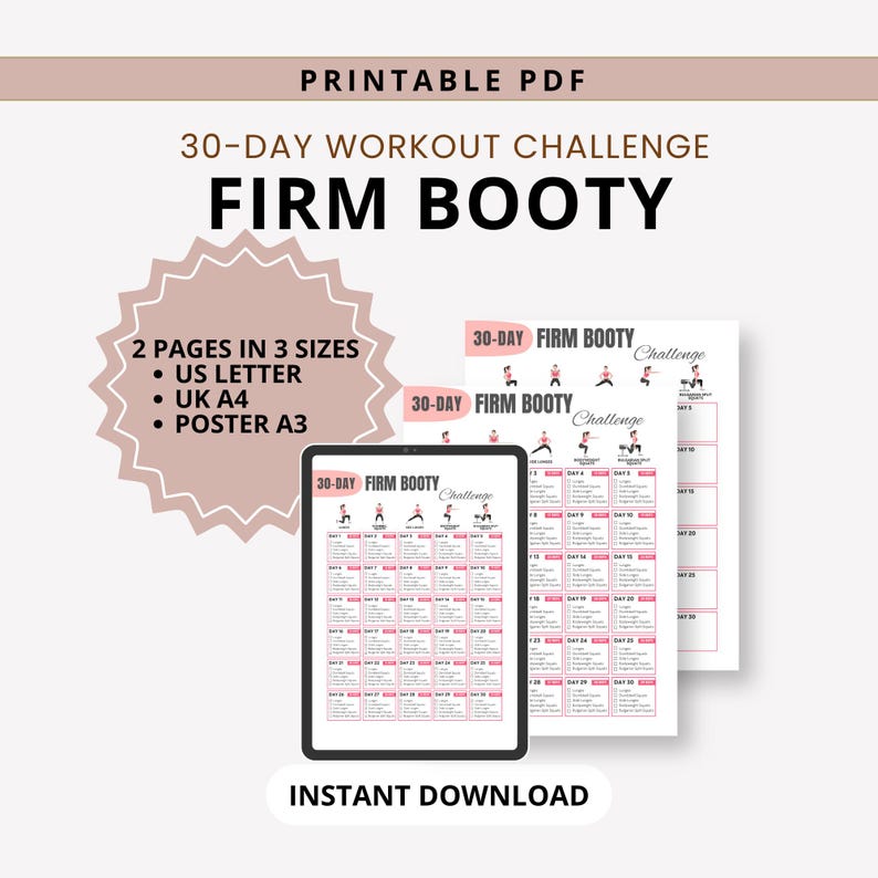 30-day Firm Booty Workout Challenge | Fitness Plan & Workout Calendar ...