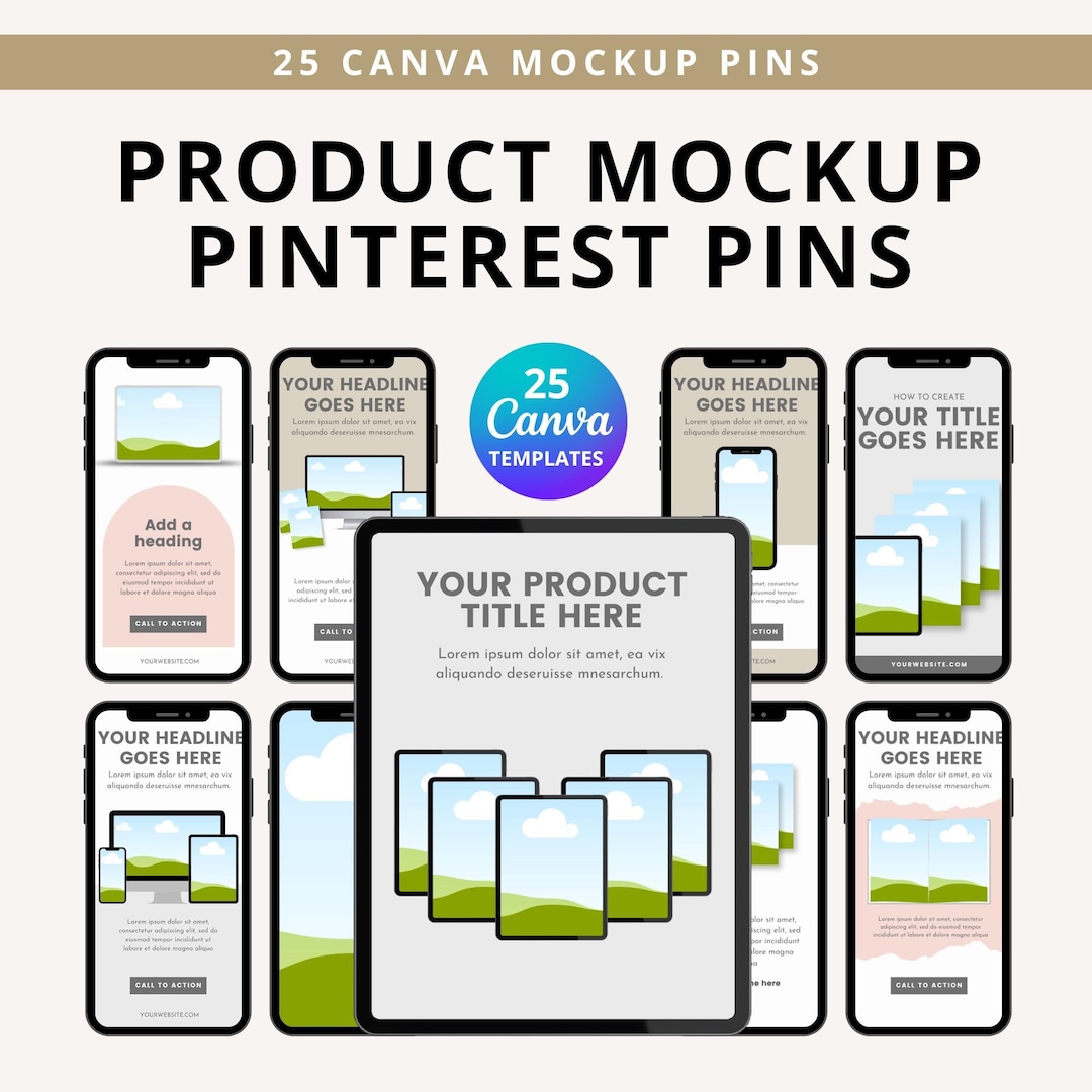 Pinterest Product Mockup Pins Templates | Editable Canva Marketing Kit ...
