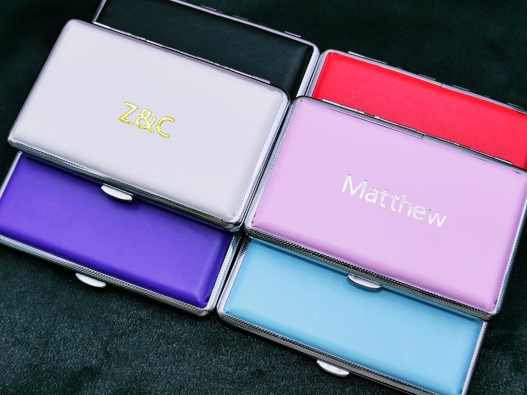 Personalized Leather Cigarette Case for 20 Super Slims Cigarettes ...