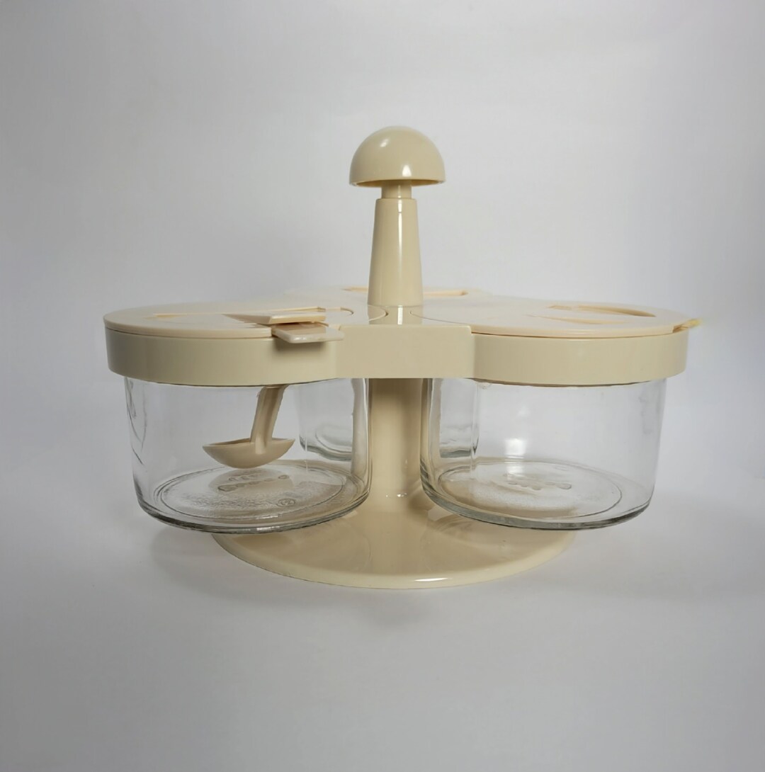 Gemco Lazy Susan Condiment Holder - Glass and Plastic - Removal Jars ...