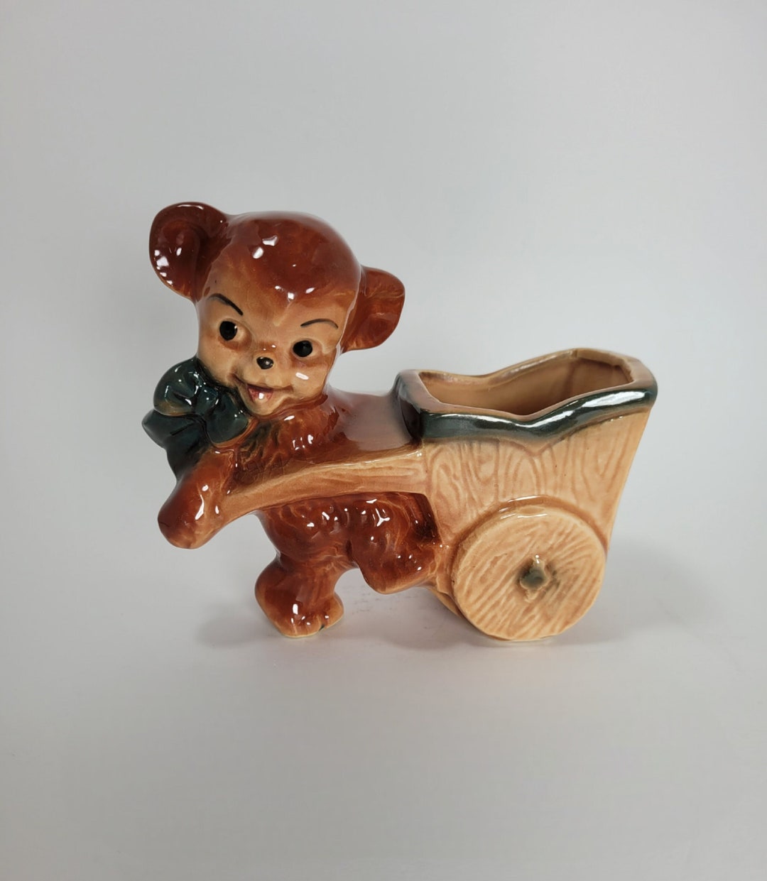 Shawnee Planter - Teddy Bear With Cart - Flower Pot - Kitch - Vintage ...