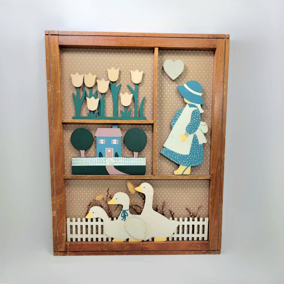 Wood Collage Country Chic Wall Hanging - Large Wall Art - Ducks Geese ...