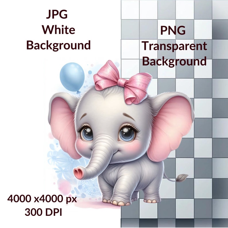 12 Watercolor Elephant Clipart Bundle, Pink Elephant PNG, Safari ...