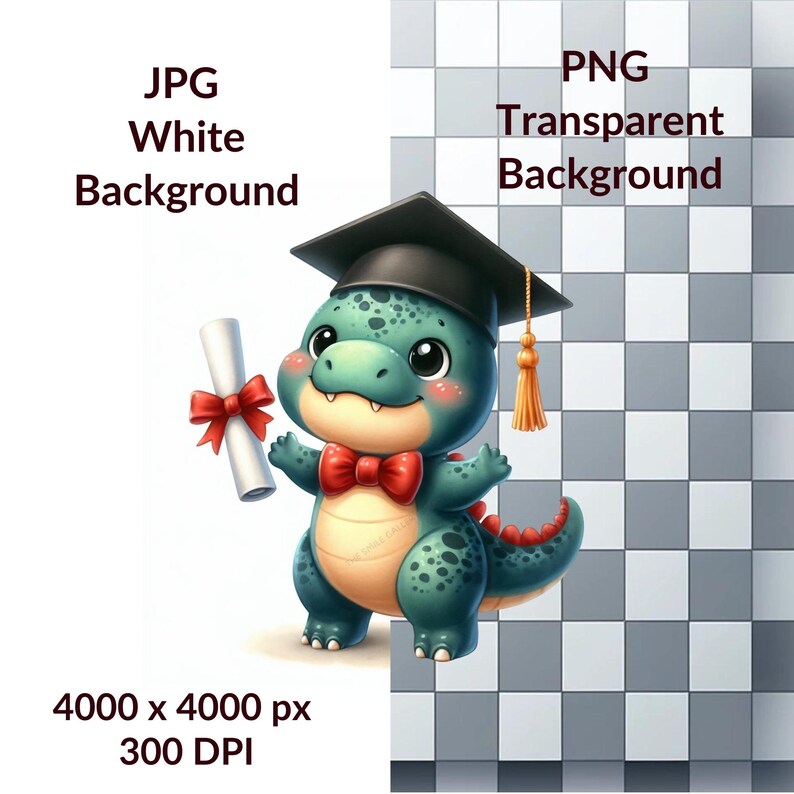 Graduation Boy Dinosaur Clipart Bundle, 12 Watercolor Cartoon PNG JPG ...