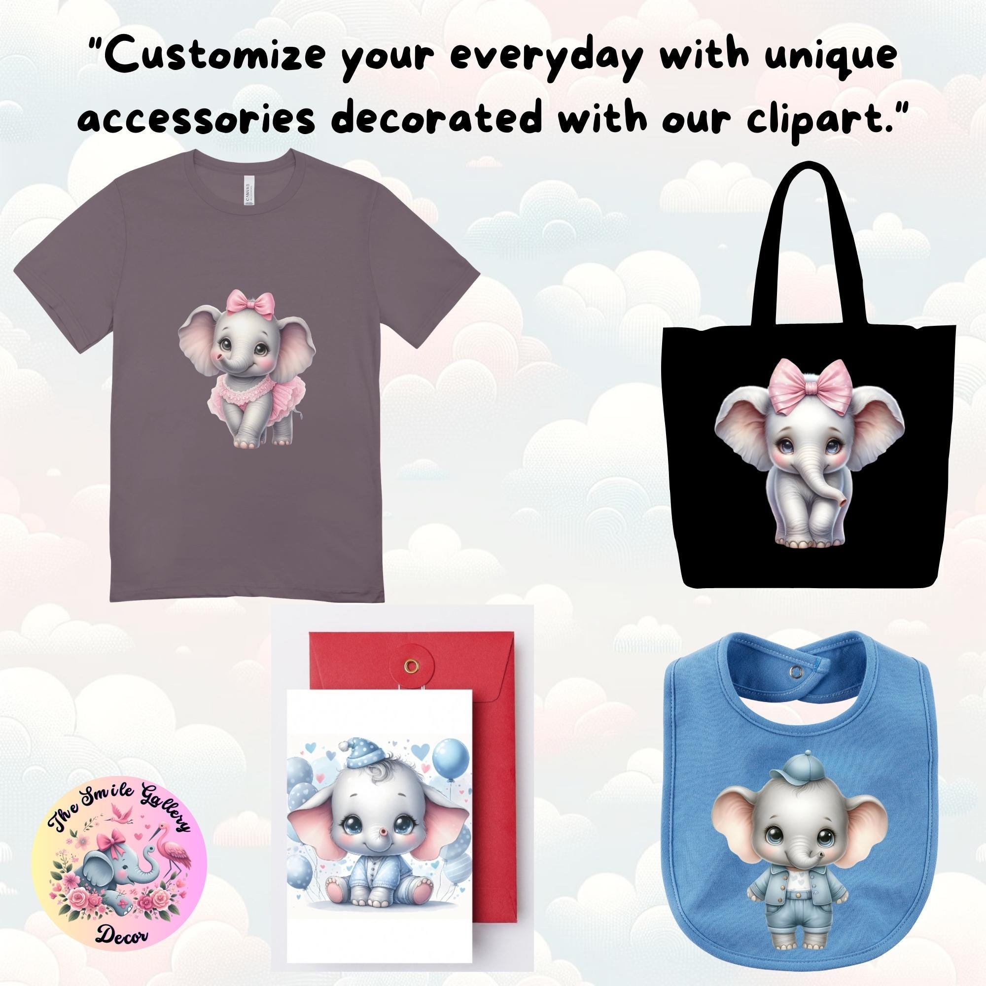 14 Watercolor Elephant Clipart Bundle, Pink & Blue Elephant PNG, JPG ...