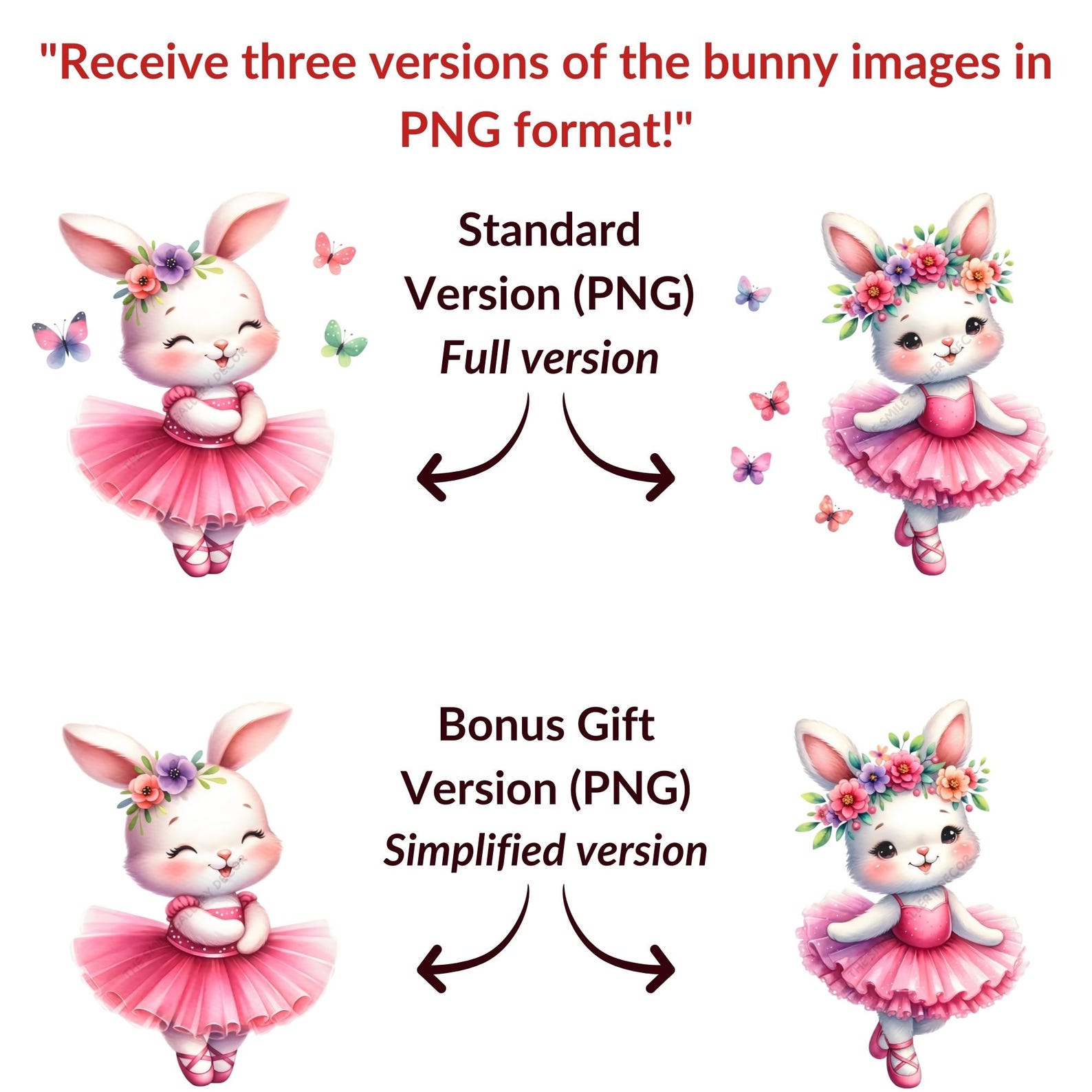 Cute Bunny Clipart Bundle, 12 Watercolor Bunny PNG & JPG, Baby Shower ...
