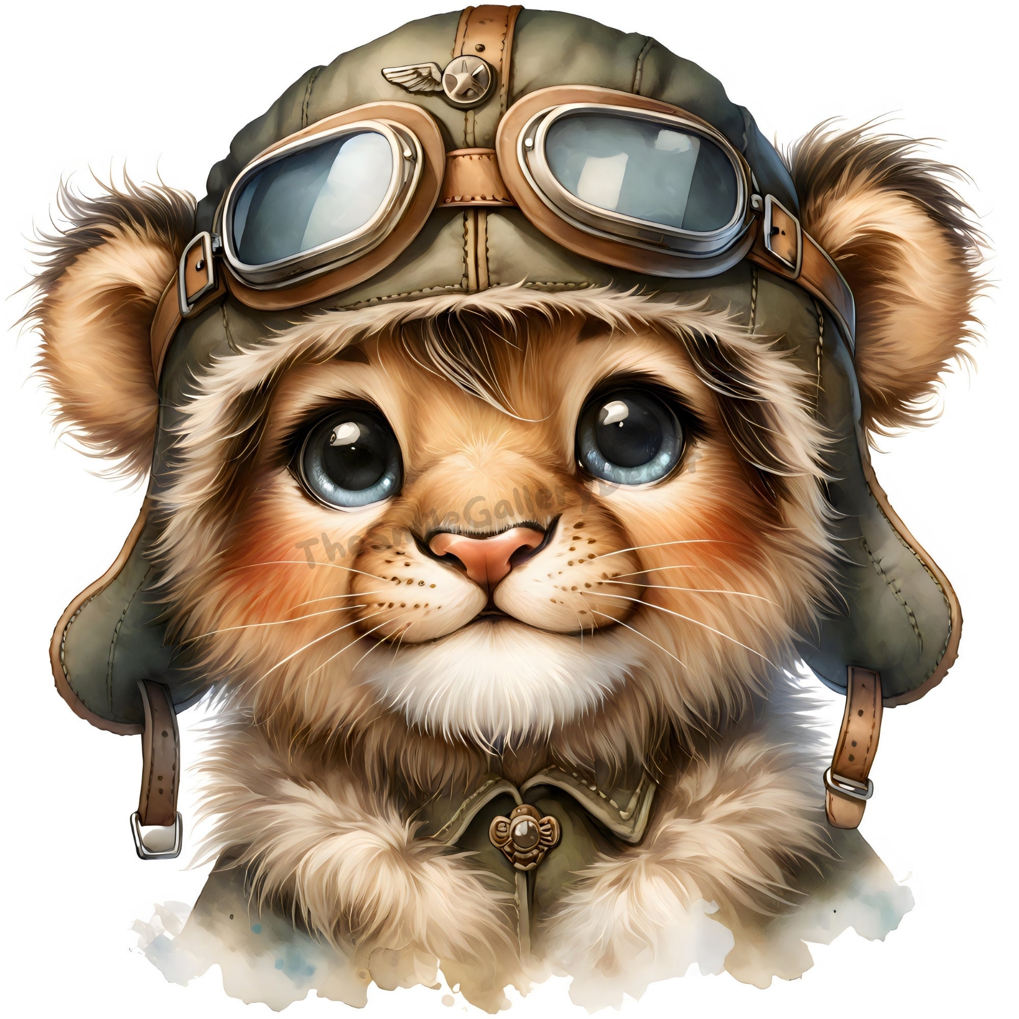 Watercolor Pilot Lion Clipart, 5 Lion SVG & JPG Bundle, Safari Animals ...