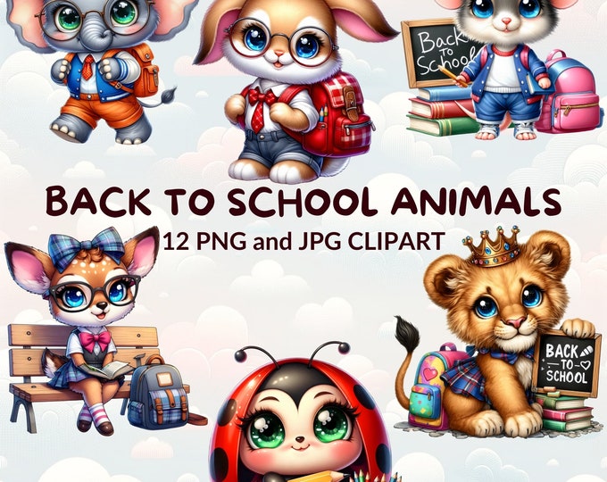 Watercolor Back to School Animals Clipart Bundle (digital Download) - Etsy
