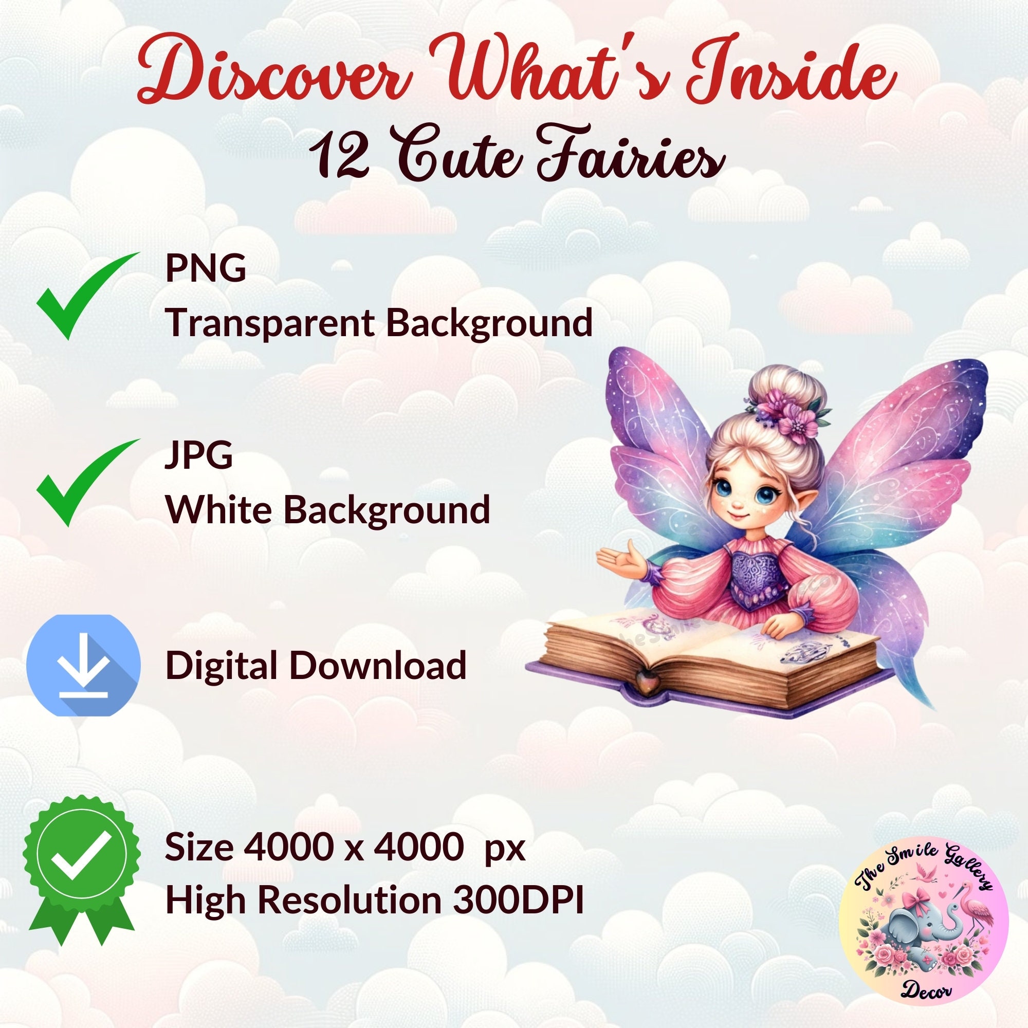 12 Watercolor Cute Fairies Clipart Bundle, Fairy PNG, Fantasy Clipart ...