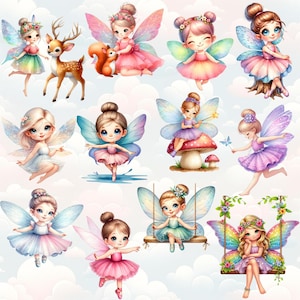 36 Watercolor Cute Fairies Clipart Bundle, Fairy PNG & JPG, Fantasy ...