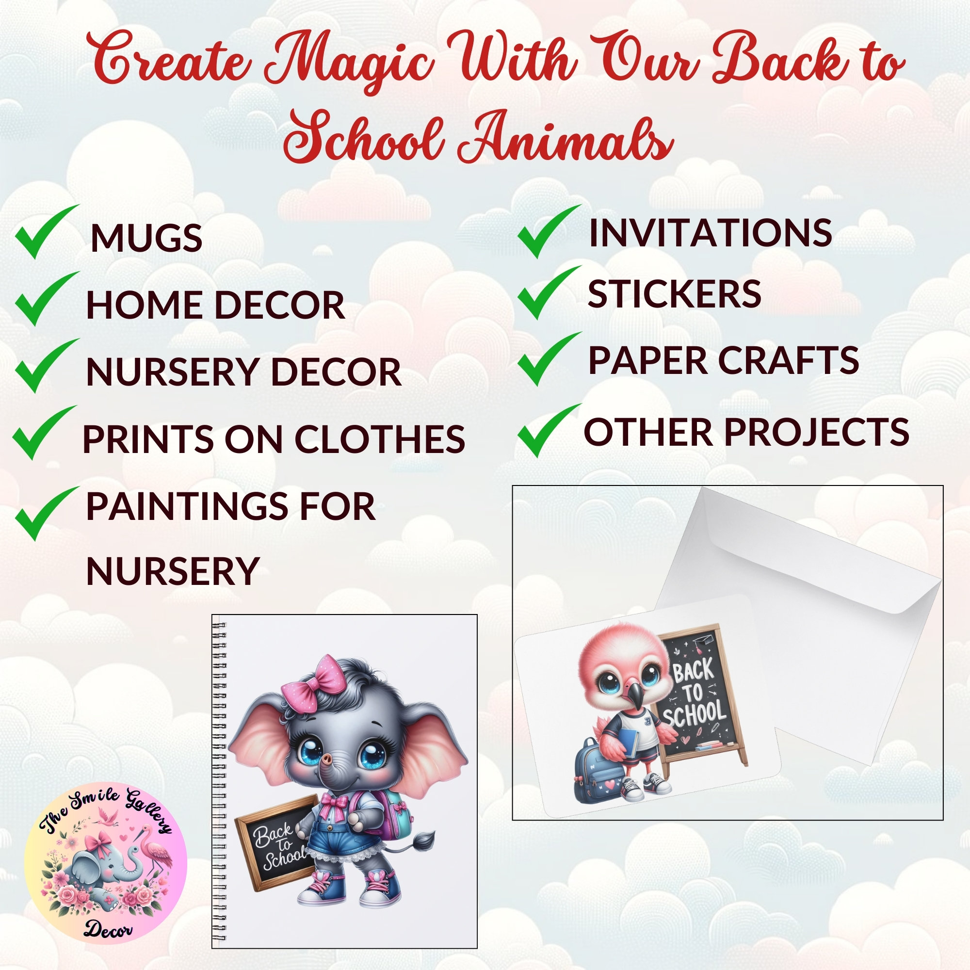 12 Watercolor Cartoon Back to School Animals Clipart Bundle, Cute ...