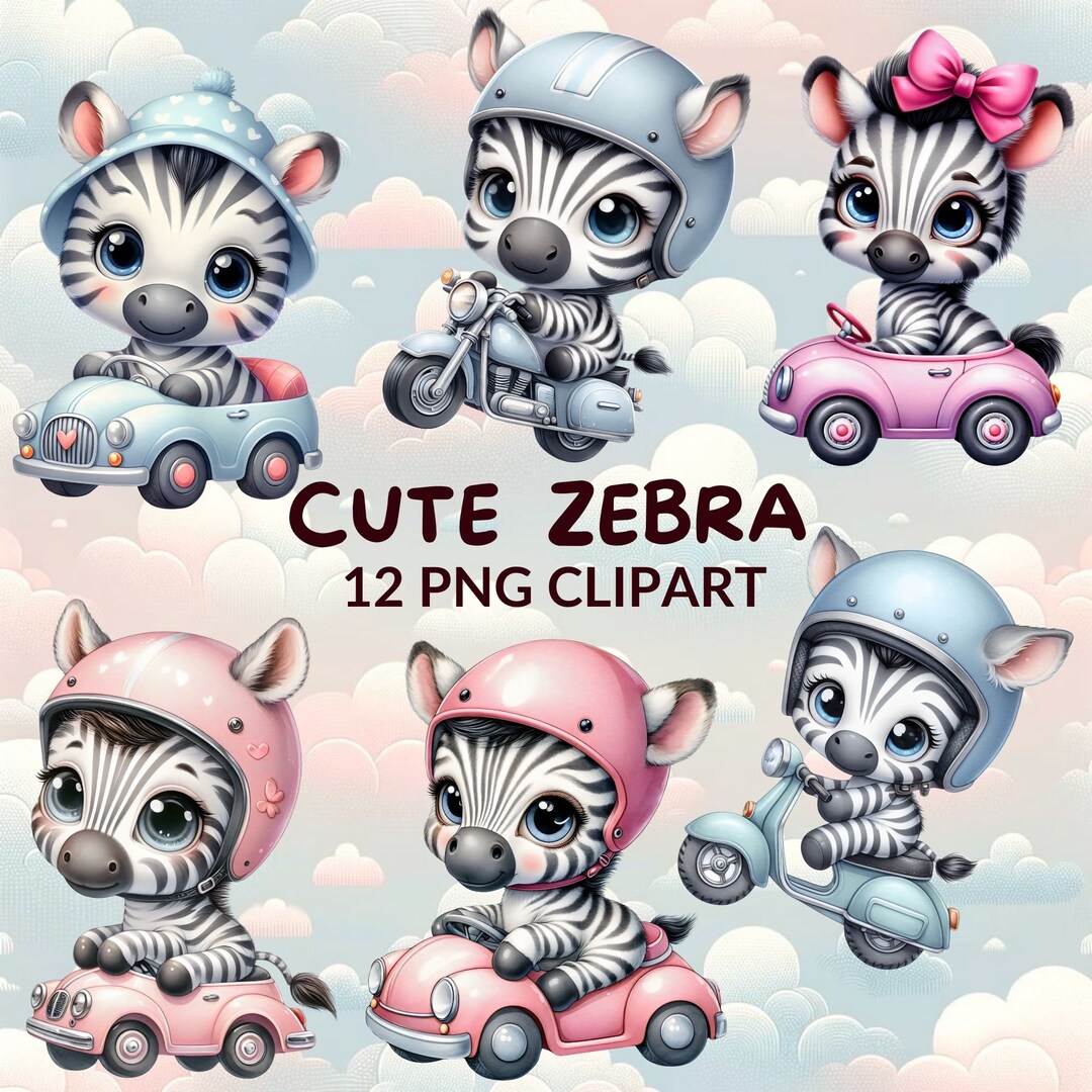 12 Watercolor Zebra Clipart Bundle, Cute Zebra PNG, JPG Files for ...