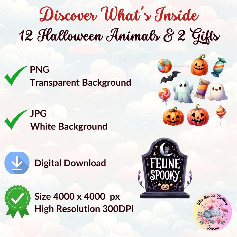Watercolor Halloween Animals Clipart Bundle, Nursery Decor (PNG & JPG ...