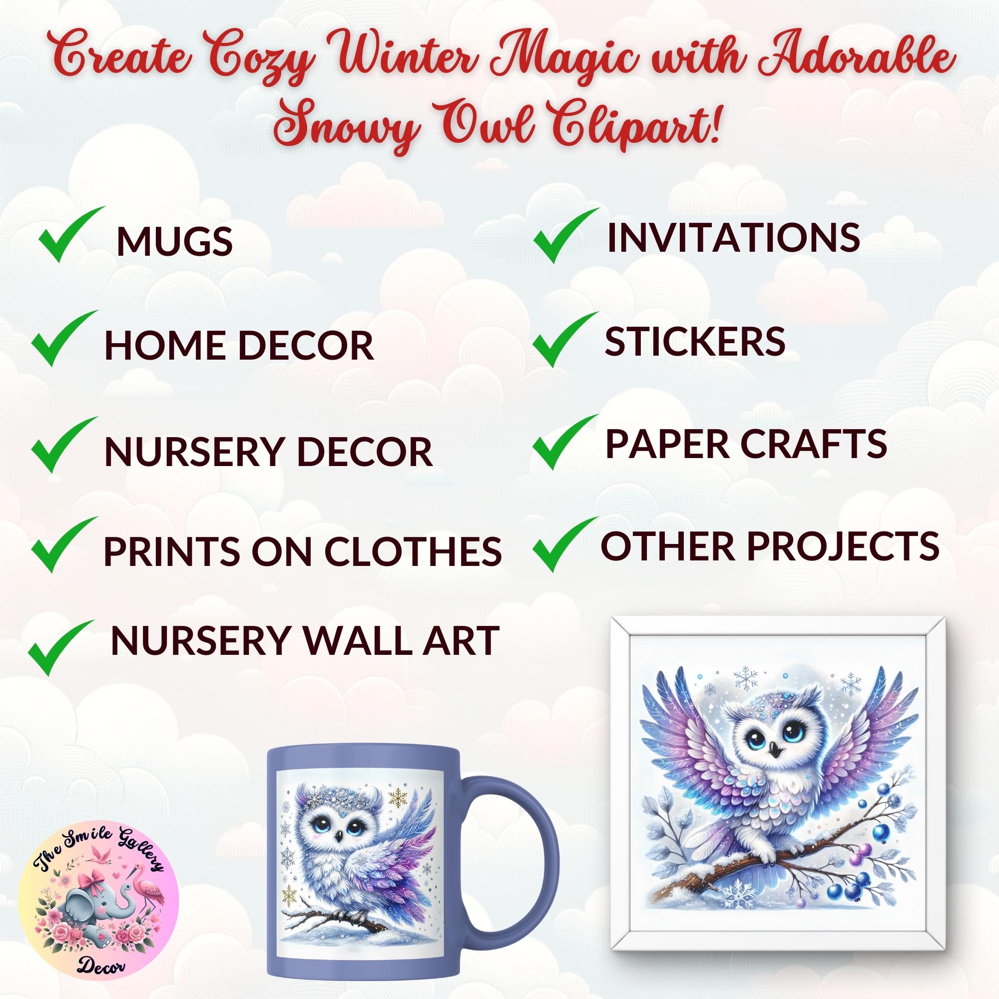 Cute Snowy Owl Watercolor Cartoon Clipart Bundle, 10 Arctic Owl JPG ...