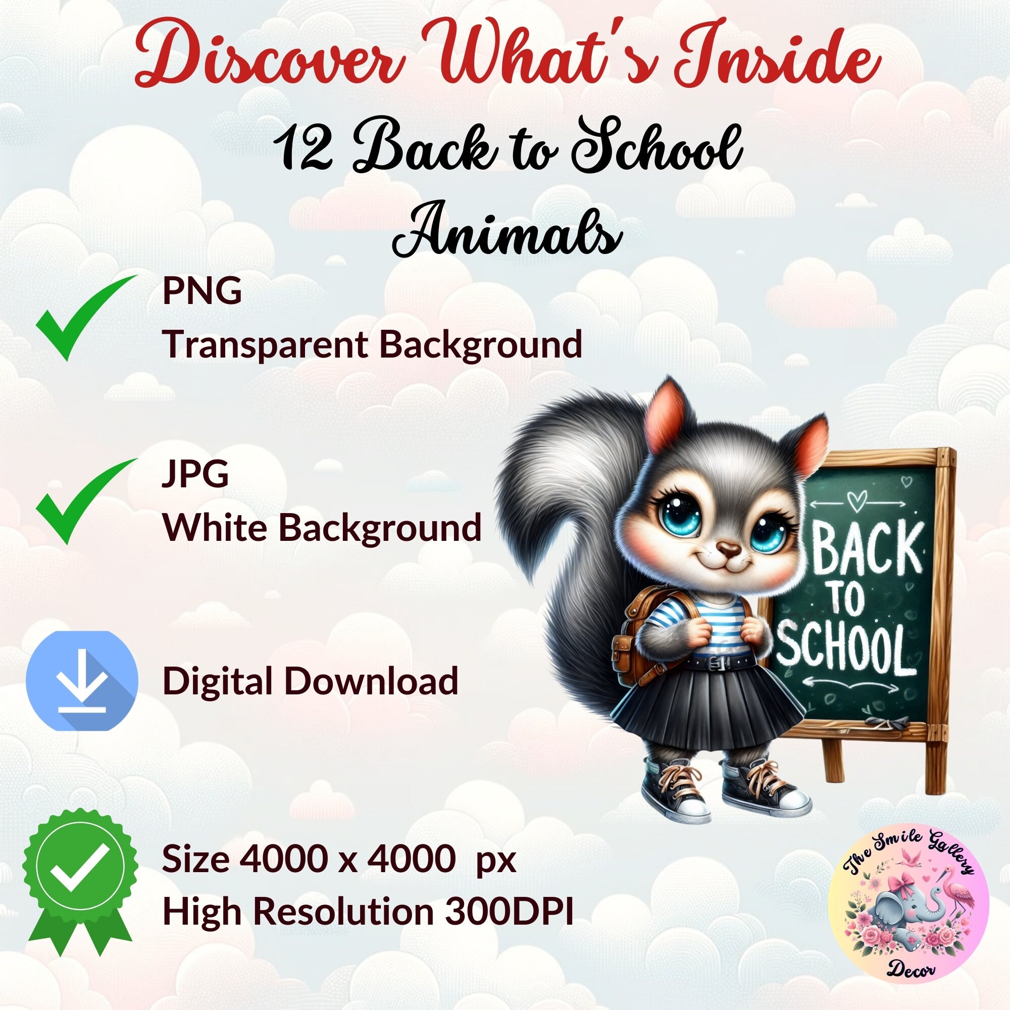 12 Watercolor Cartoon Back to School Animals Clipart Bundle, Cute ...