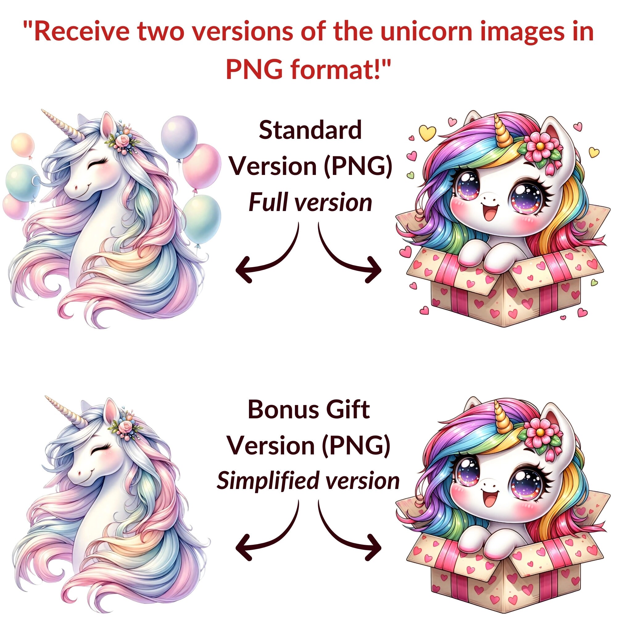 Watercolor Unicorn Clipart Bundle: Rainbow Fantasy Nursery Art (PNG ...