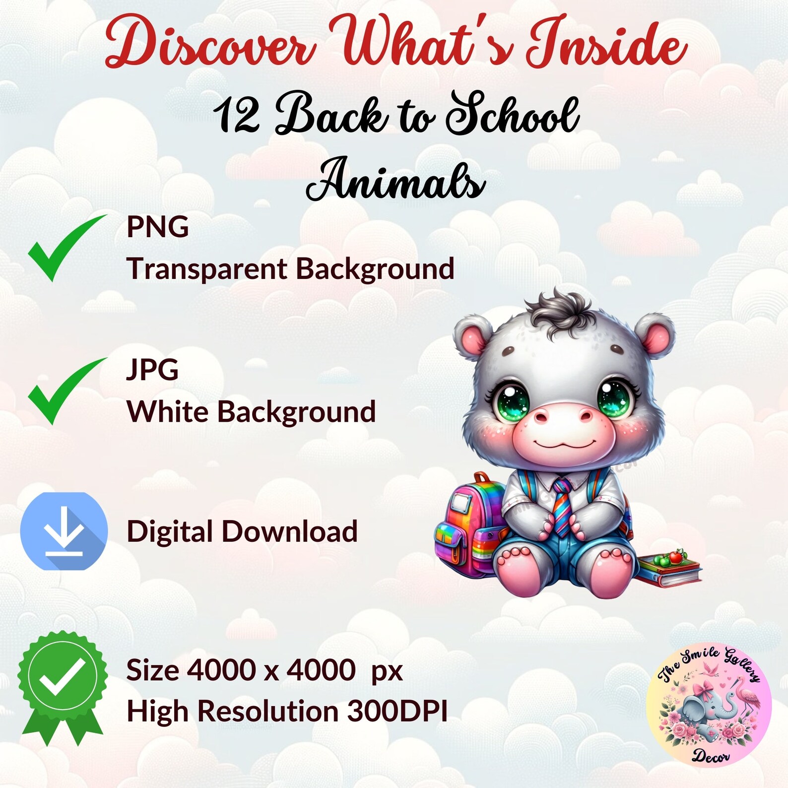 12 Watercolor Cartoon Back to School Animals Clipart Bundle, Cute ...