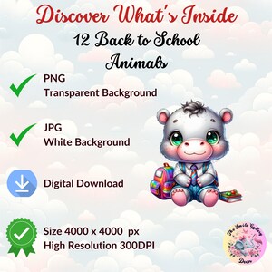 12 Watercolor Cartoon Back to School Animals Clipart Bundle, Cute ...