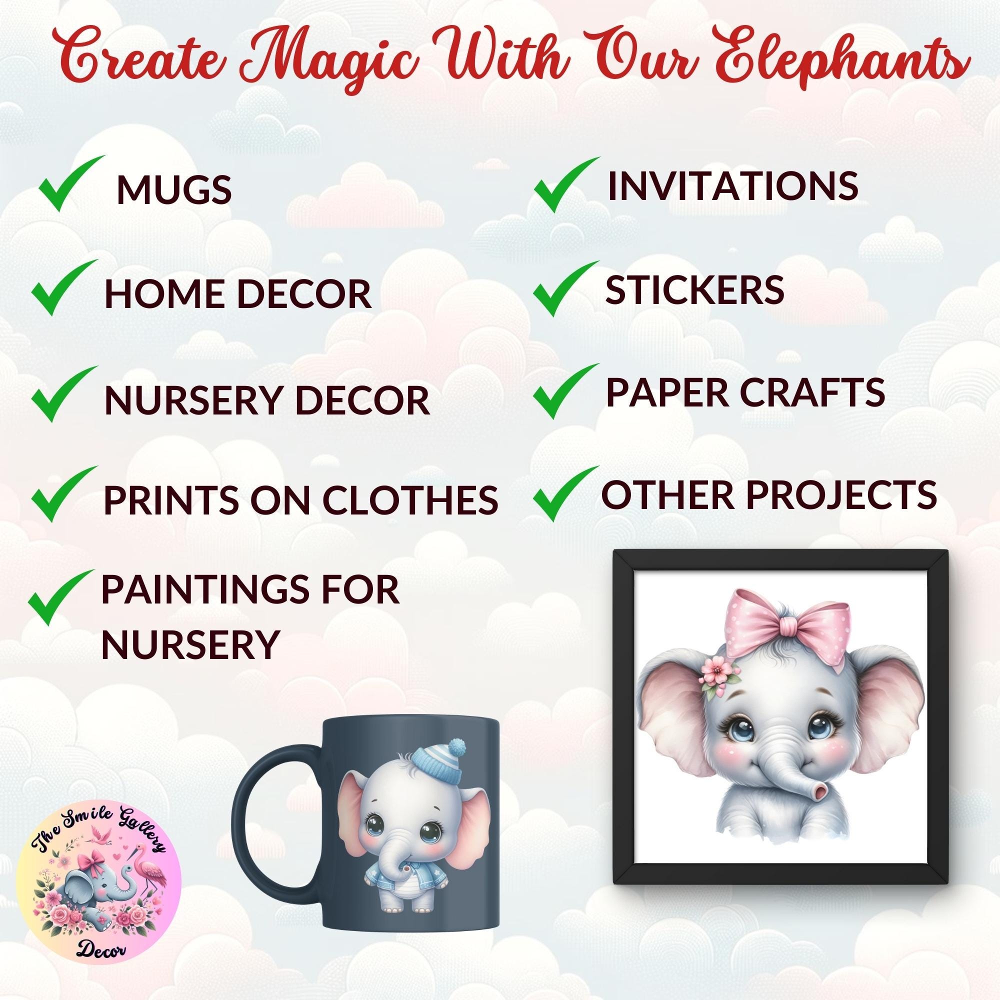 14 Watercolor Elephant Clipart Bundle, Pink & Blue Elephant PNG, JPG ...