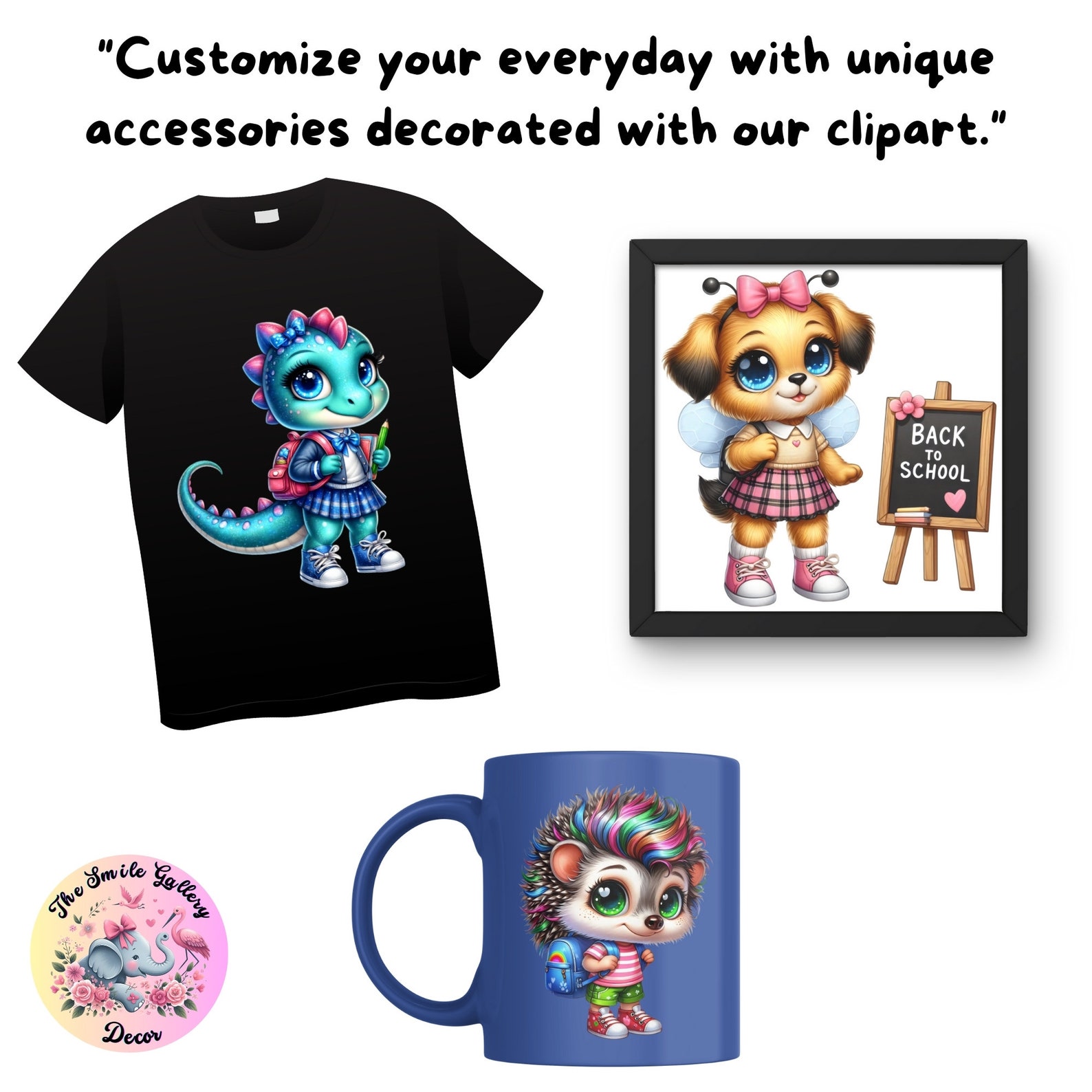 12 Watercolor Cartoon Back to School Animals Clipart Bundle, Cute ...