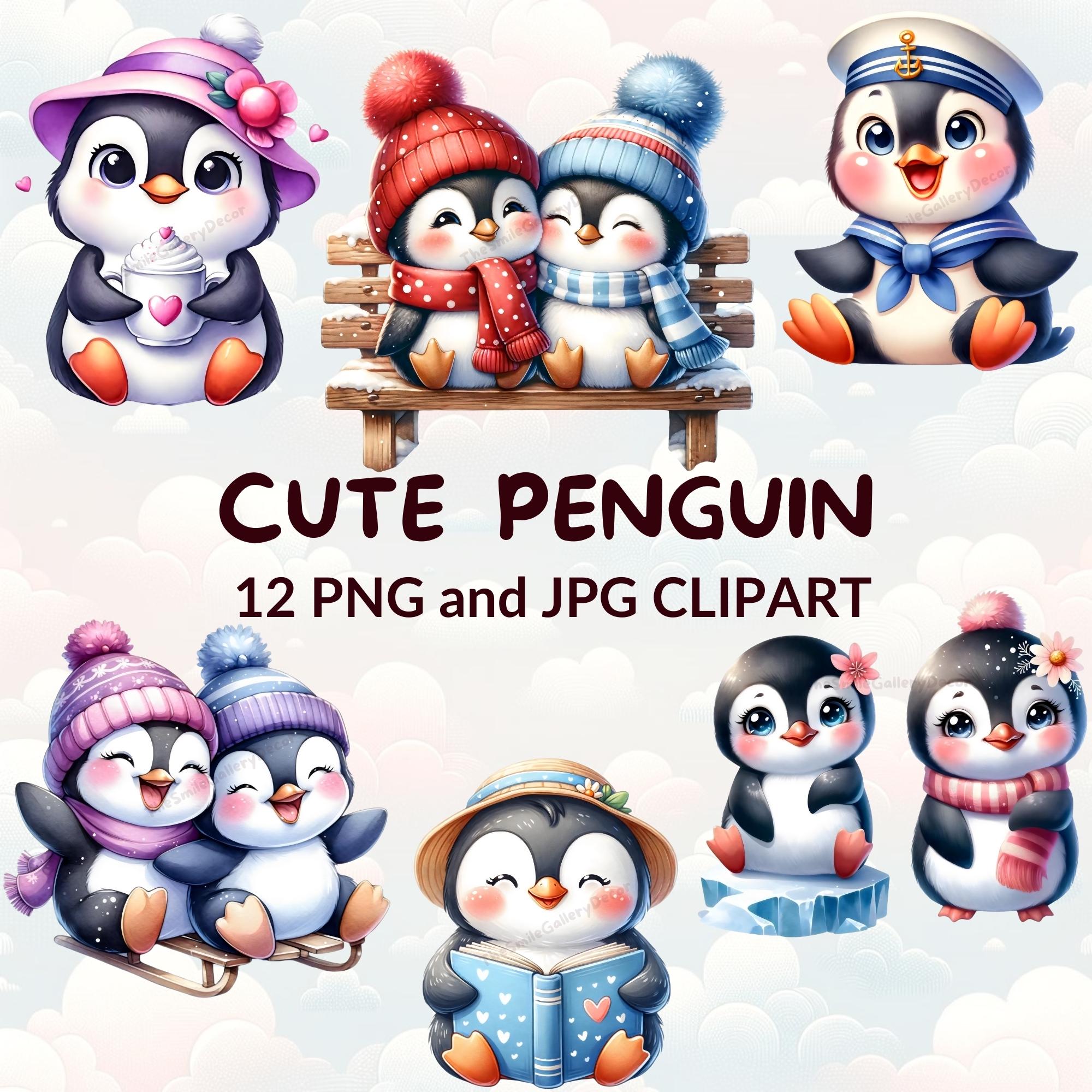 12 Watercolor Penguin Clipart Bundle, Penguin PNG, JPG Files, Cute ...