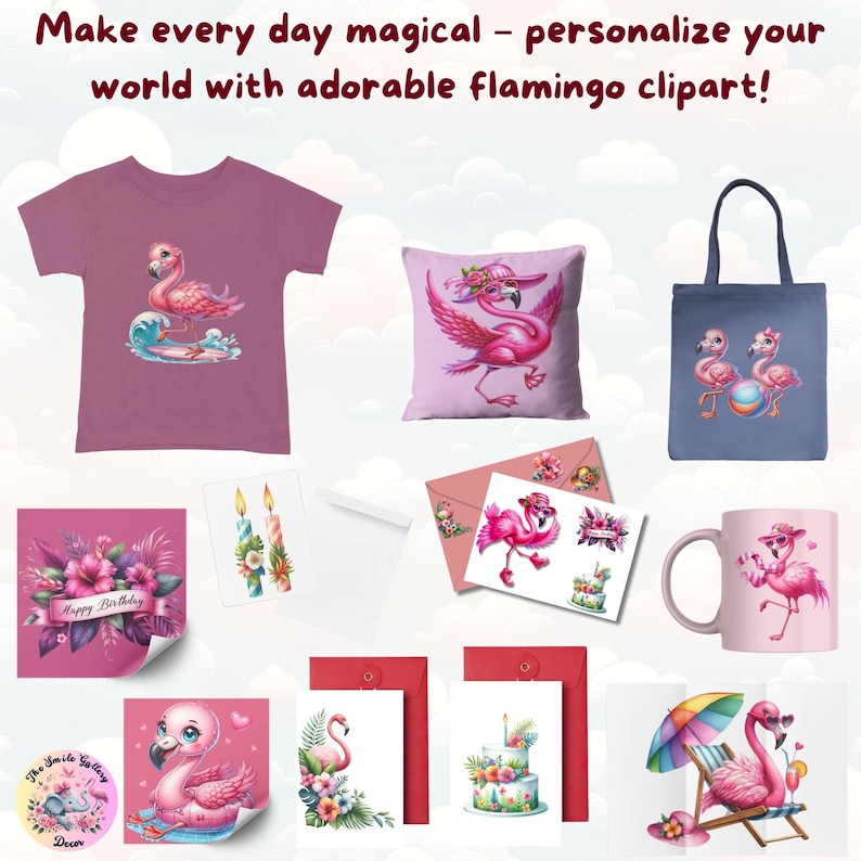 Cute Flamingo Clipart Bundle, 16 Watercolor PNG & JPG, Tropical Bird ...