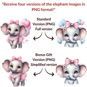 14 Watercolor Elephant Clipart Bundle, Pink & Blue Elephant PNG, JPG ...