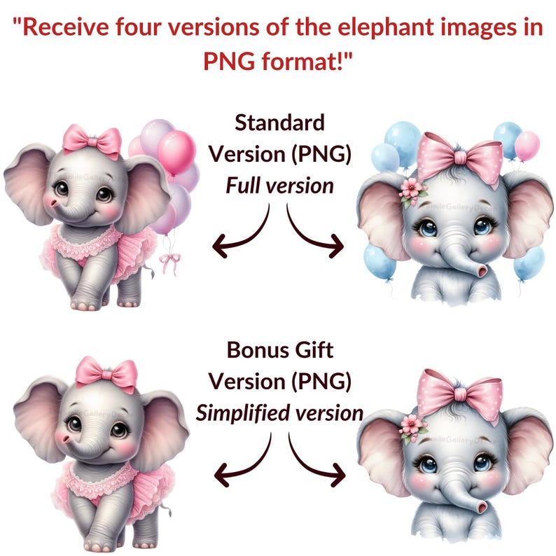 14 Watercolor Elephant Clipart Bundle, Pink & Blue Elephant PNG, JPG ...