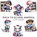 12 Watercolor Cartoon Back to School Animals Clipart Bundle, Cute ...