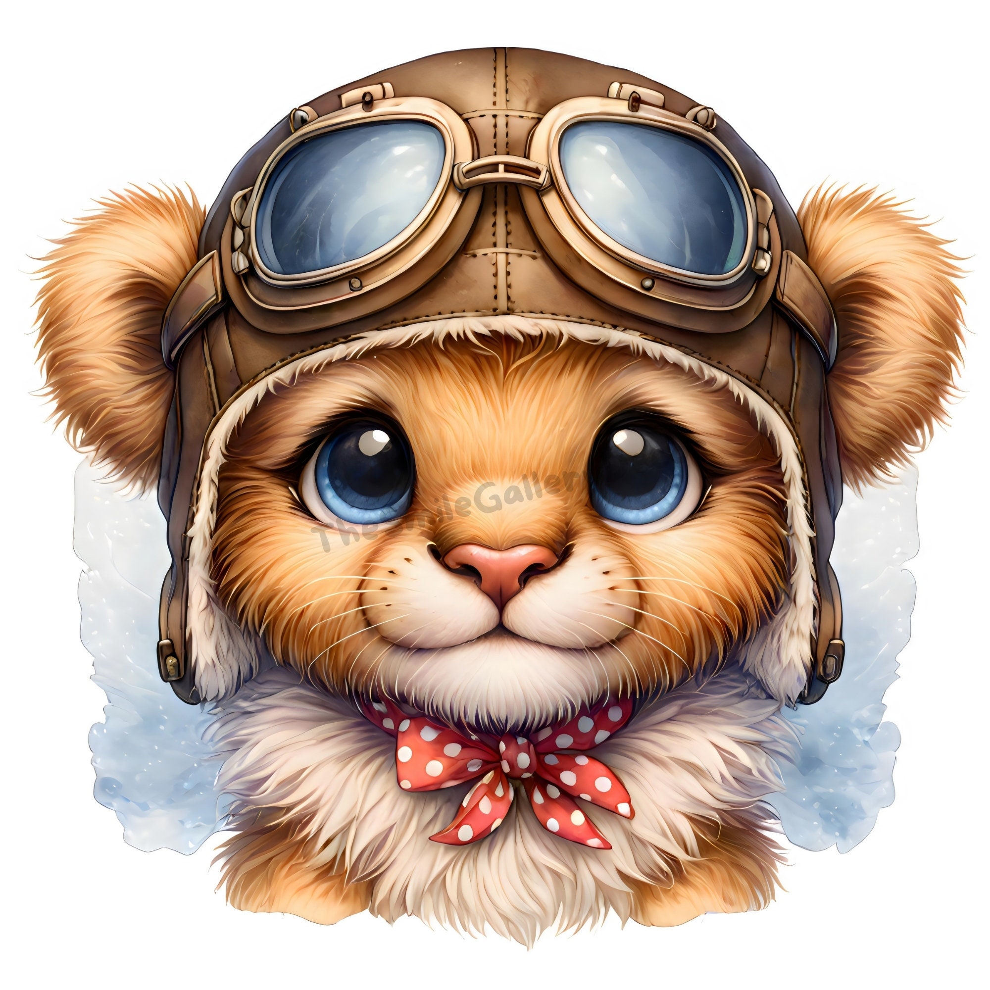 Watercolor Pilot Lion Clipart, 5 Lion SVG & JPG Bundle, Safari Animals ...