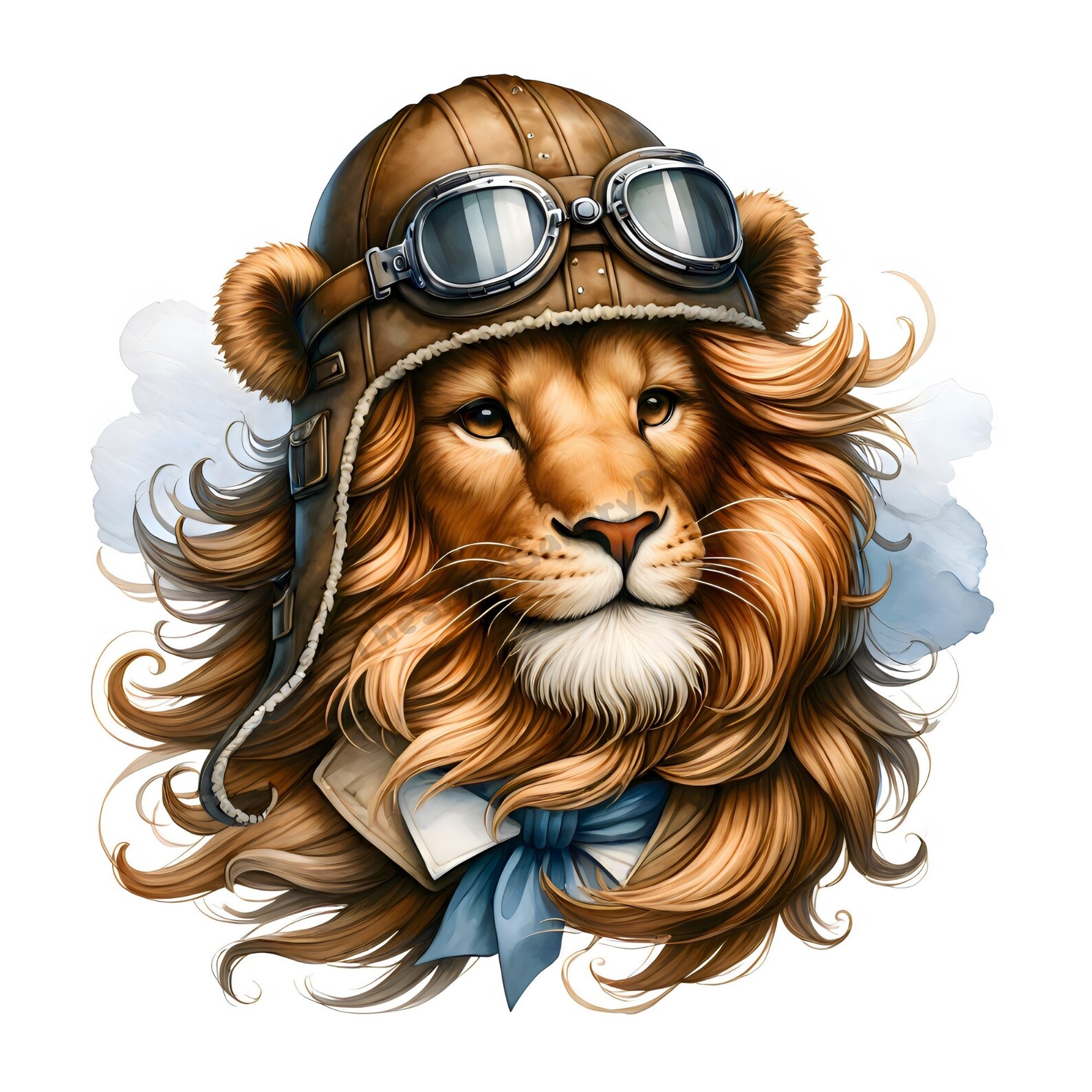 Watercolor Pilot Lion Clipart, 5 Lion SVG & JPG Bundle, Safari Animals ...