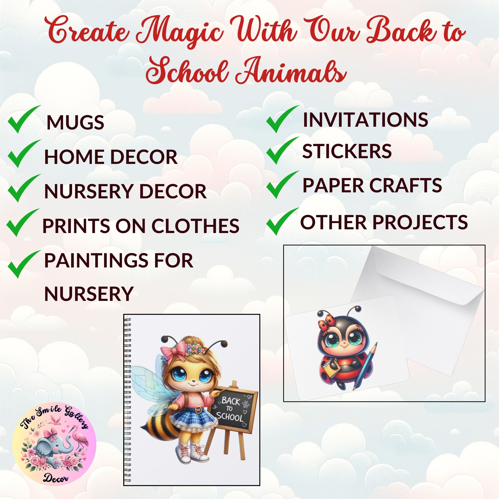 12 Watercolor Cartoon Back to School Animals Clipart Bundle, Cute ...