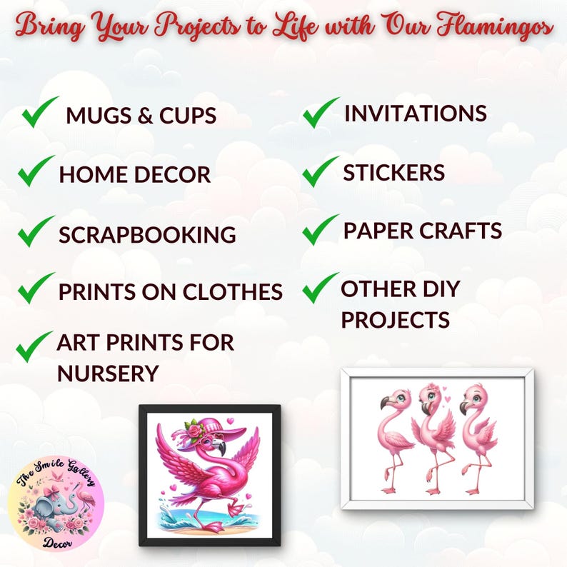 Cute Flamingo Clipart Bundle, 16 Watercolor PNG & JPG, Tropical Bird ...
