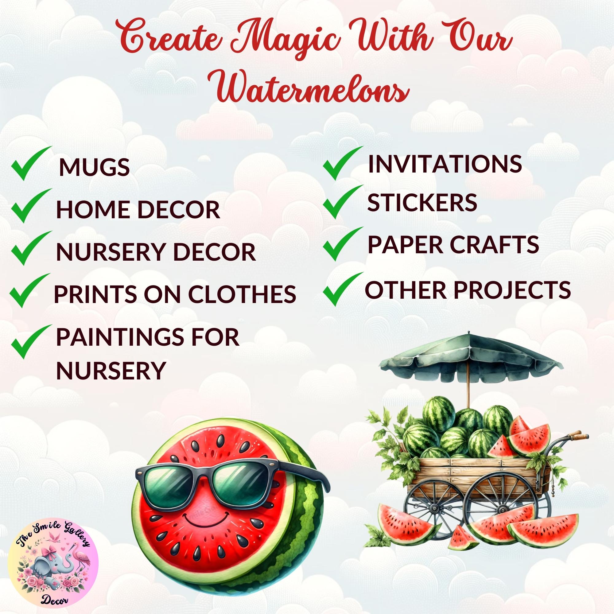 Watercolor Watermelon Clipart Bundle: Summer Fruit PNG JPG (digital ...