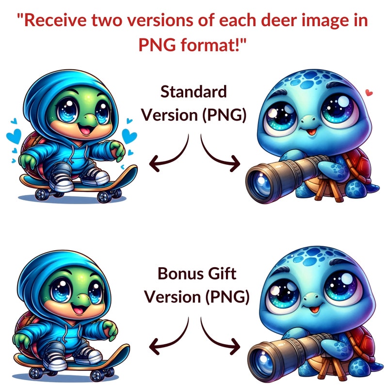 12 Watercolor Cute Cartoon Turtle Clipart Bundle, Turtle PNG, JPG Files ...