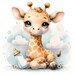 6 Watercolor Giraffe Clipart Bundle, Cute Giraffe SVG, JPG Files ...