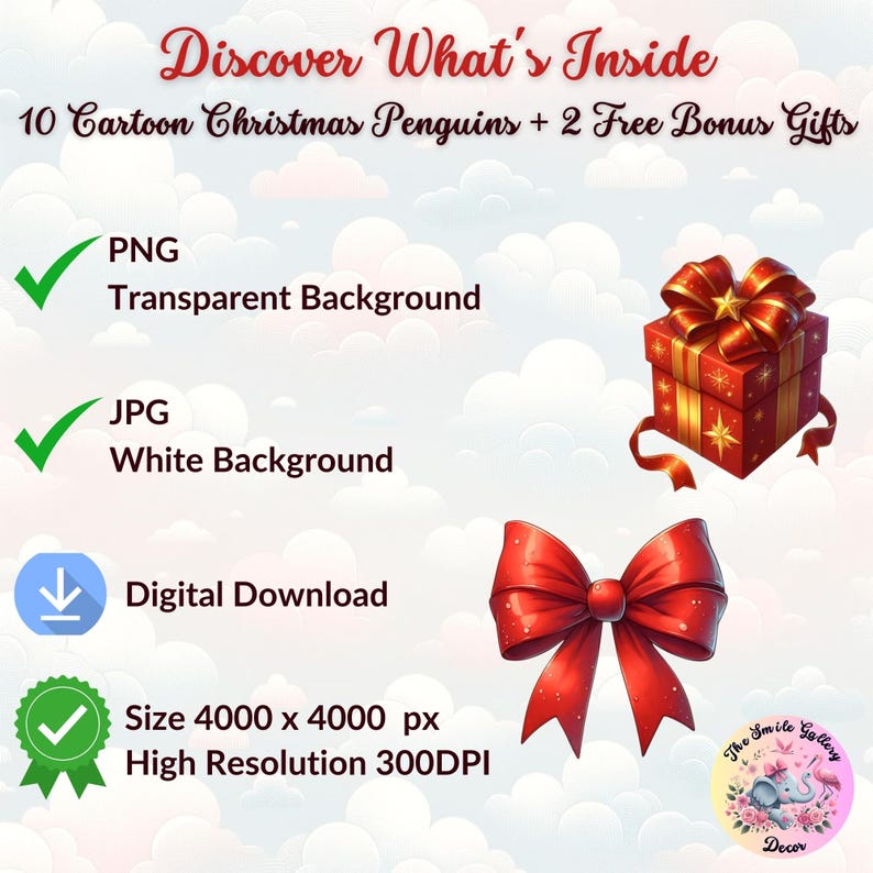 10 Cartoon Christmas Penguin Clipart Bundle, Cute Penguin PNG & JPG ...