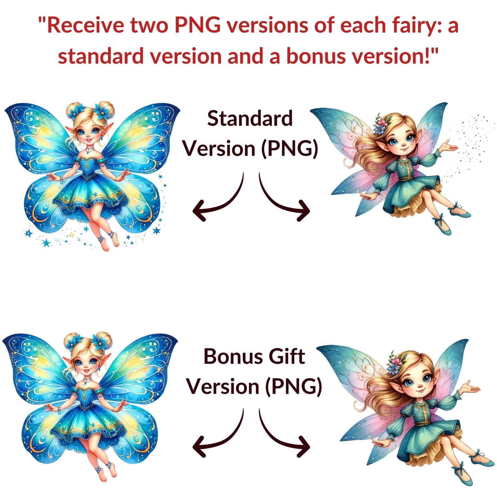 36 Watercolor Cute Fairies Clipart Bundle, Fairy PNG & JPG, Fantasy ...