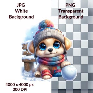 Winter Puppy Dog Clipart Bundle, 14 PNG & JPG + 3 Bonus, Cute ...