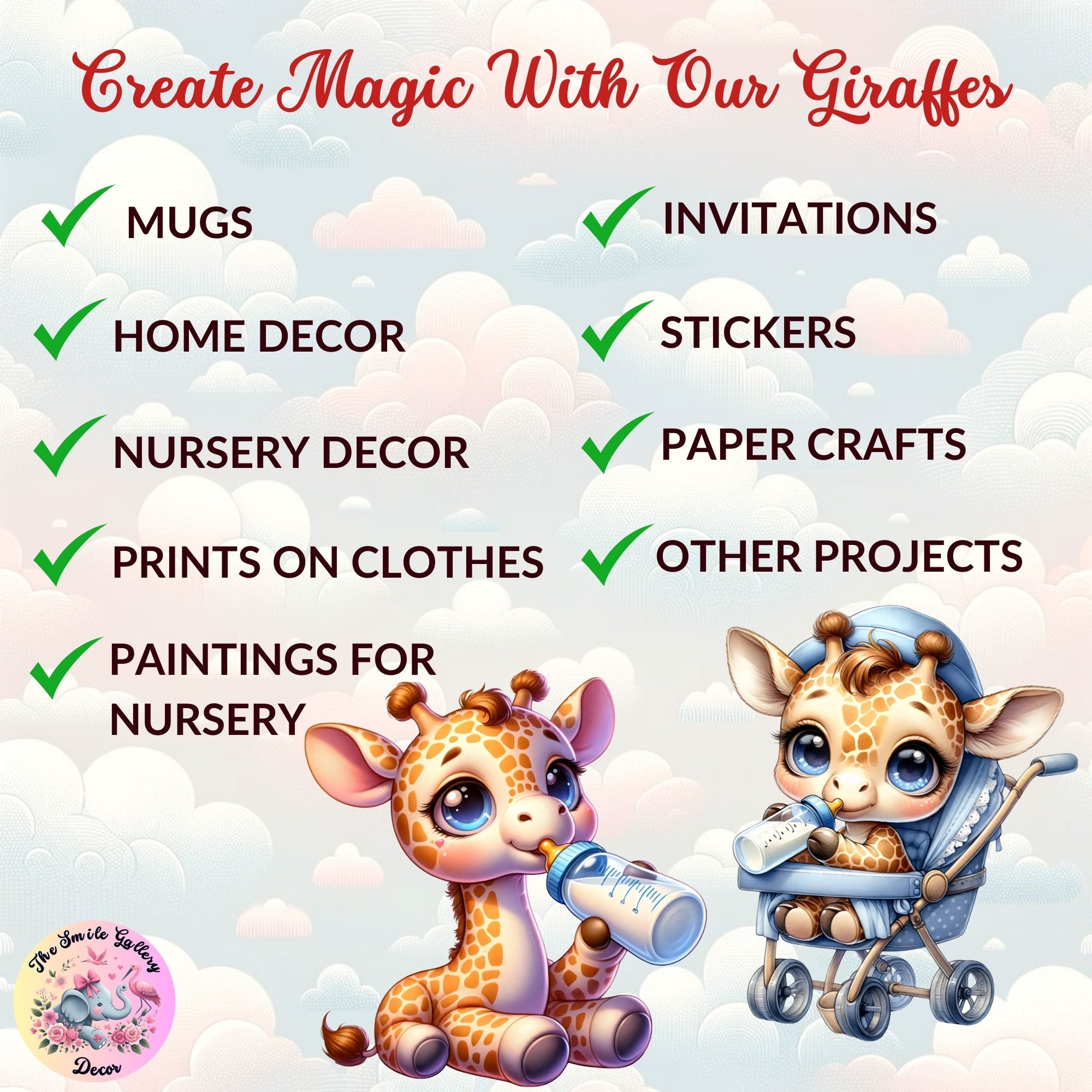 12 Watercolor Giraffe Clipart Bundle, Cute Giraffe PNG, JPG File ...