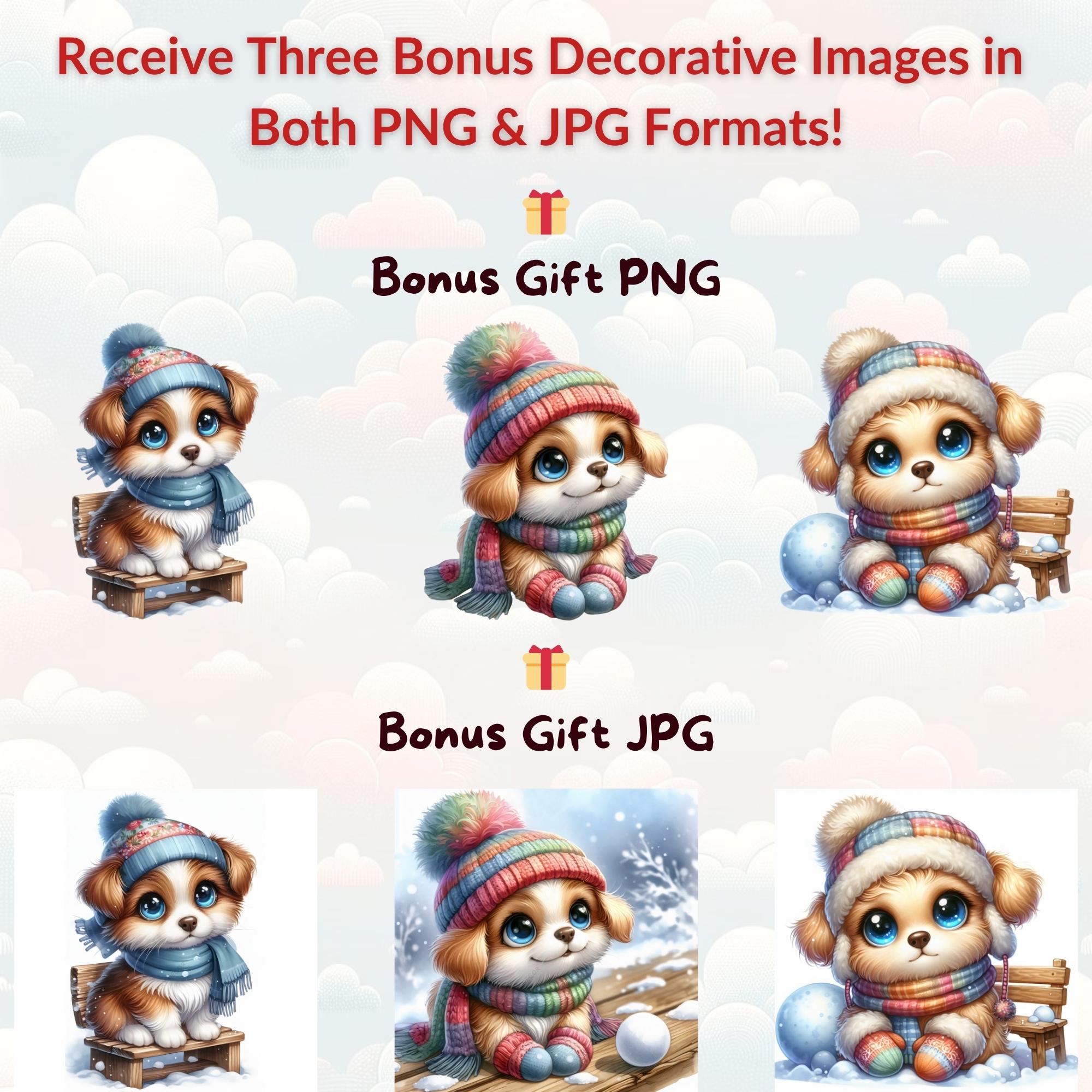 Winter Puppy Dog Clipart Bundle, 14 PNG & JPG + 3 Bonus, Cute ...