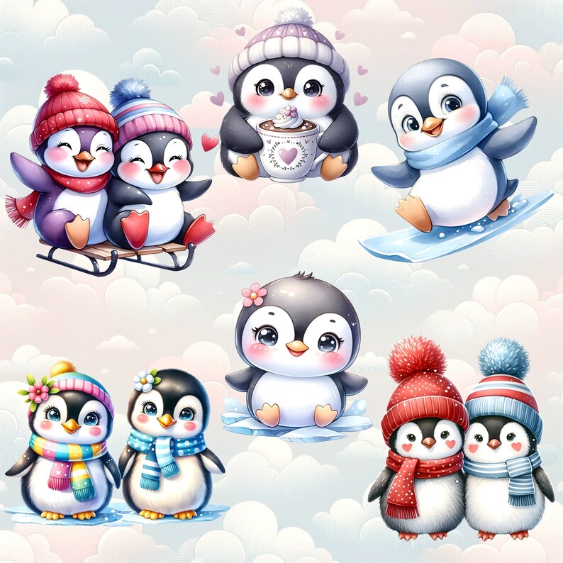 12 Watercolor Penguin Clipart Bundle, Penguin PNG, JPG Files, Cute ...